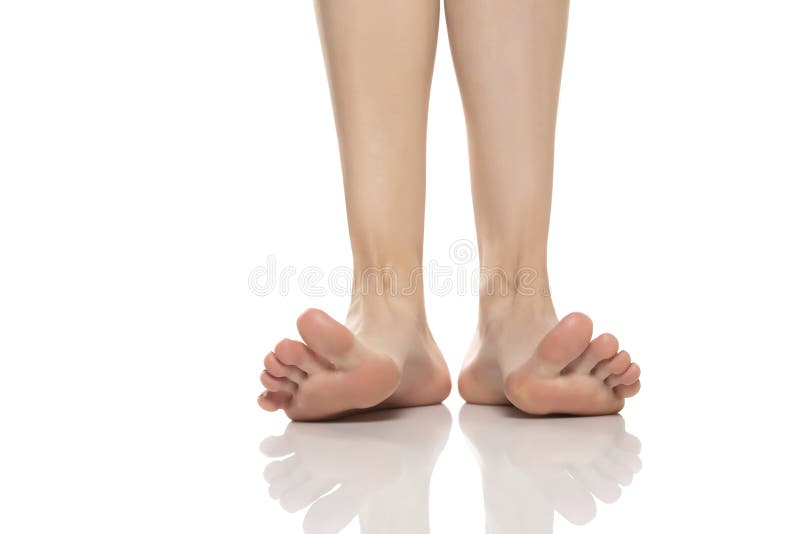 Front View of a Beautifully Cared Female Feet and Toes on a White ...
