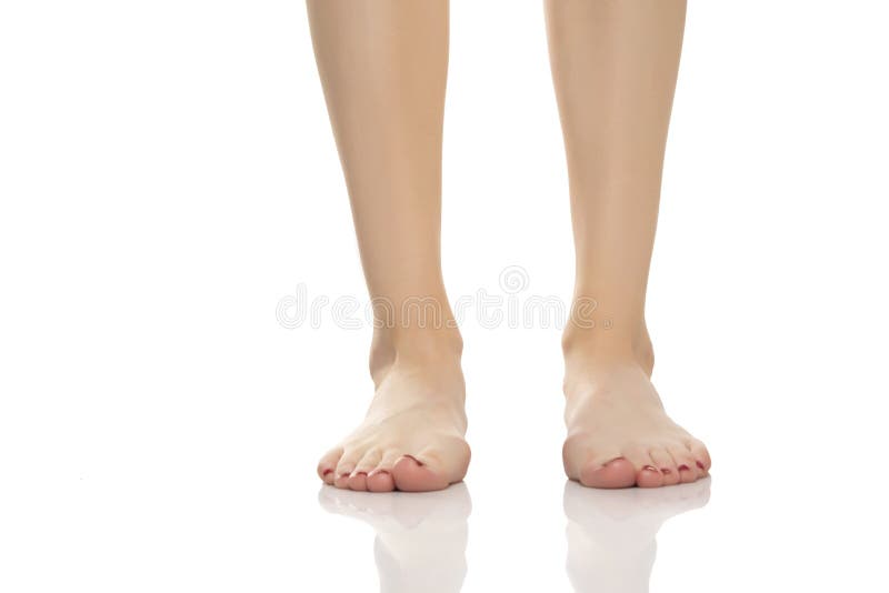 Front View of a Beautifully Cared Female Feet on a White Background ...