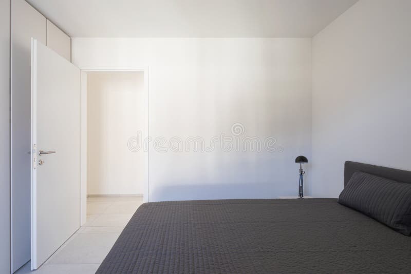 Front View of Bedroom in Modern Apartment Stock Photo - Image of flat ...
