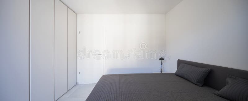 Front View of Bedroom in Modern Apartment Stock Photo - Image of ...