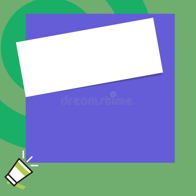 Front View Big Blank Square with Rectangle Stick Above Small Megaphone ...
