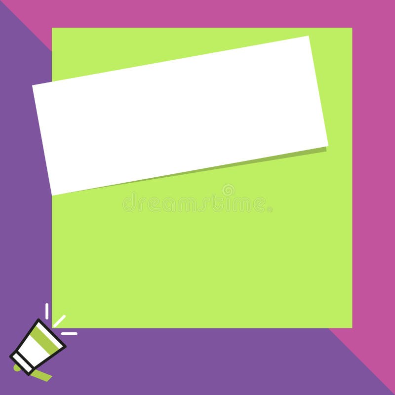 Front View Big Blank Square with Rectangle Stick Above Small Megaphone ...