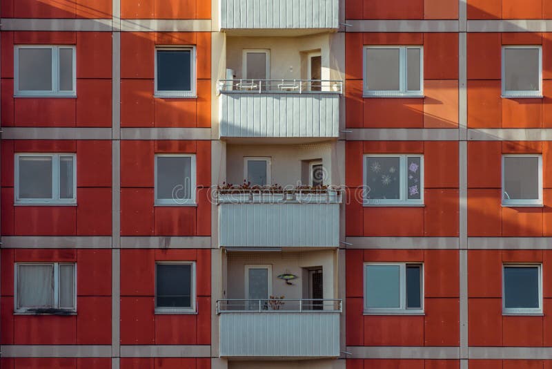 Front View of Big Building with Appartements and Shadows Stock Image ...