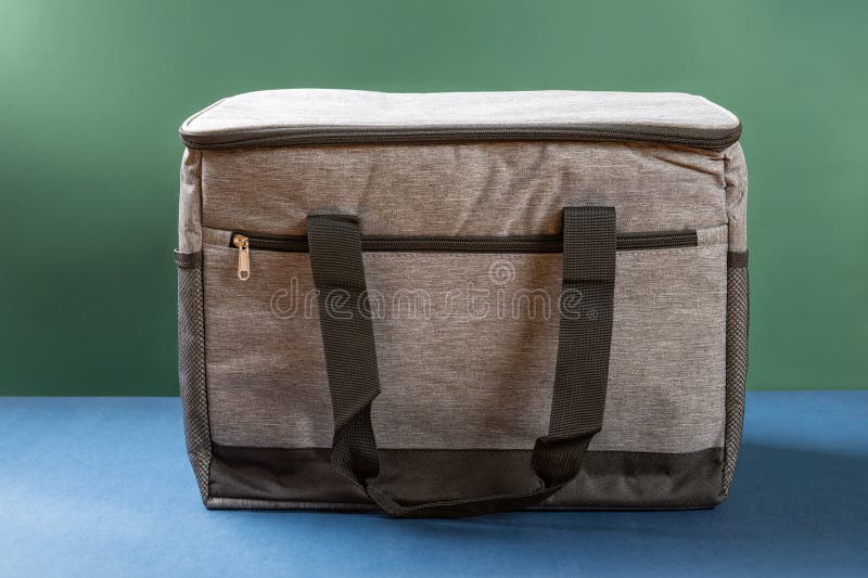 Front View Big Grey Lunch Pack Carrier with the Top Open Stock Photo ...