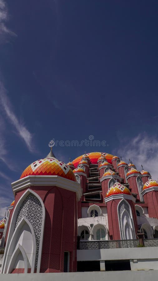 Front View of Big Mosque with Orange Roof Stock Image - Image of ...