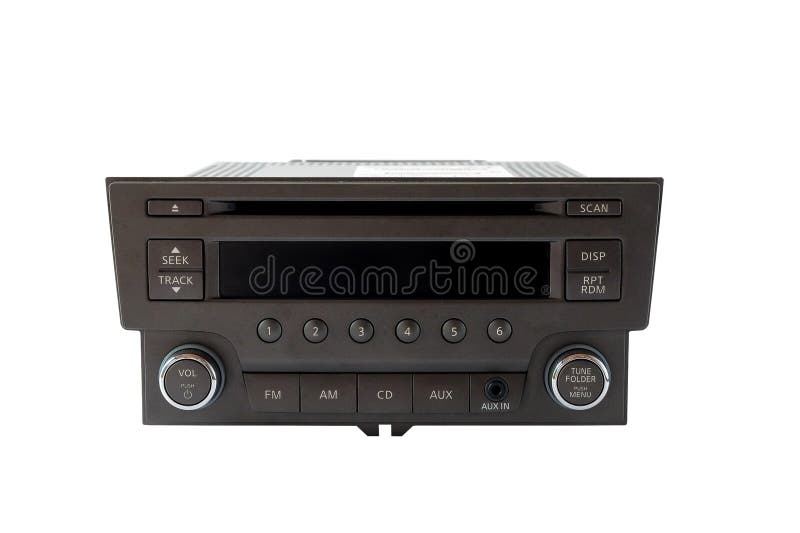 Front View of a Black Automobile Radio with Screen on White Stock Photo ...