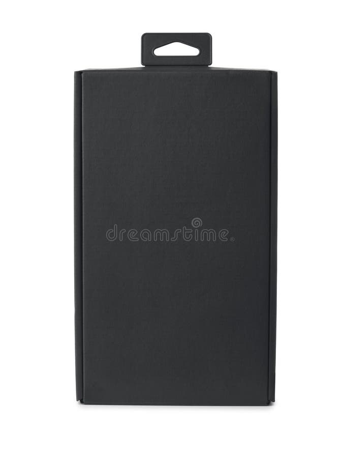 Front View of Black Blank Paper Packaging Box Stock Photo - Image of ...