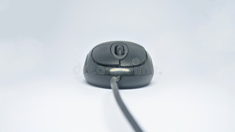 In Front of View of Black Computer Mouse Isolated on White Background ...