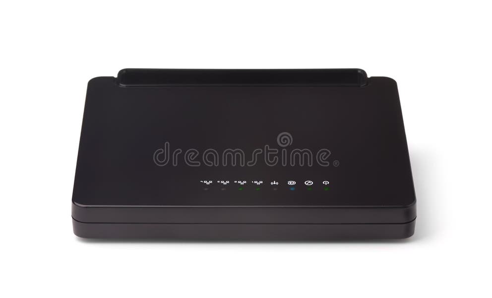 Front View of Black Ethernet Router Stock Photo - Image of home, cable ...