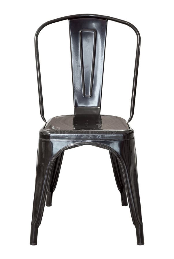 Front View of Black Metal Chair Isolated on White Stock Photo - Image ...