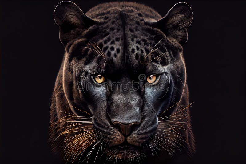 Front View of Black Panther Stock Illustration - Illustration of mammal ...