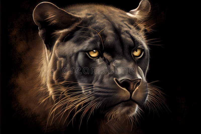 Front View of Black Panther Stock Image - Image of mammal, africa ...