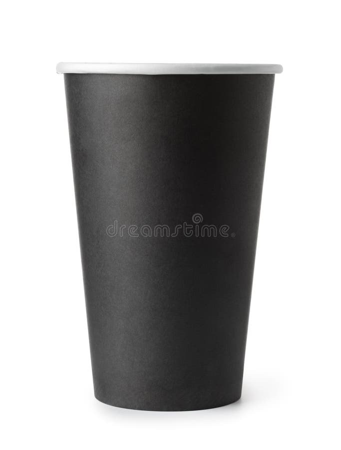 Front View of Black Paper Coffee Cup Stock Photo - Image of recycling ...