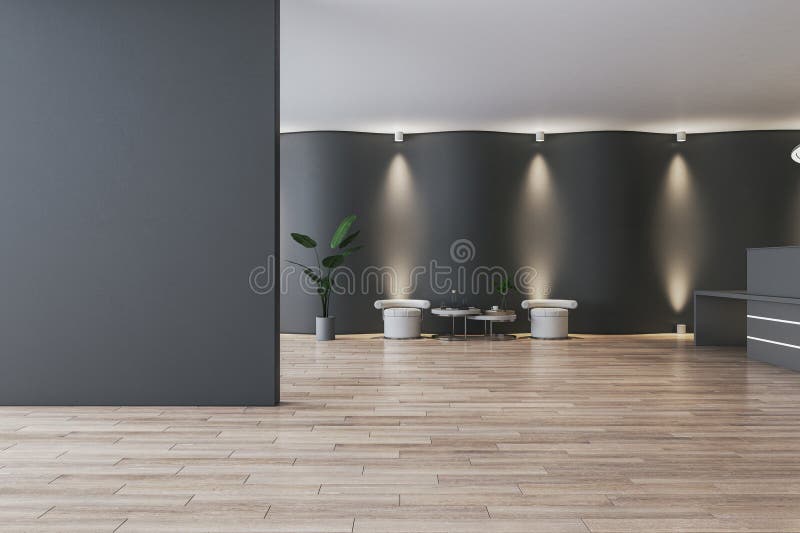 Front View on Black Partition with Place for Advertising Poster or Text ...