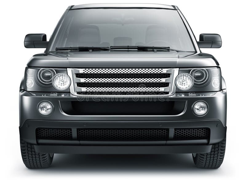 Front View of Black Suv Car Stock Illustration - Illustration of render ...