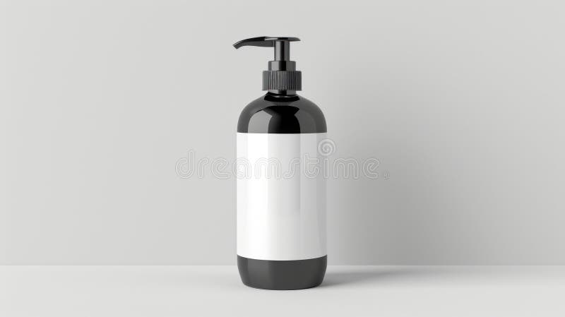 Front View of a Black and White Soap Dispenser Placed on a White ...