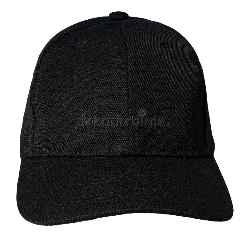 Front View of Blank Black Baseball Cap Isolated on White Background ...