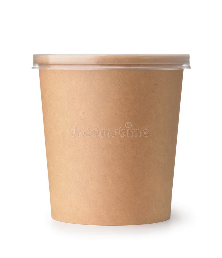 Front View of Blank Brown Disposable Paper Bucket Stock Photo - Image ...