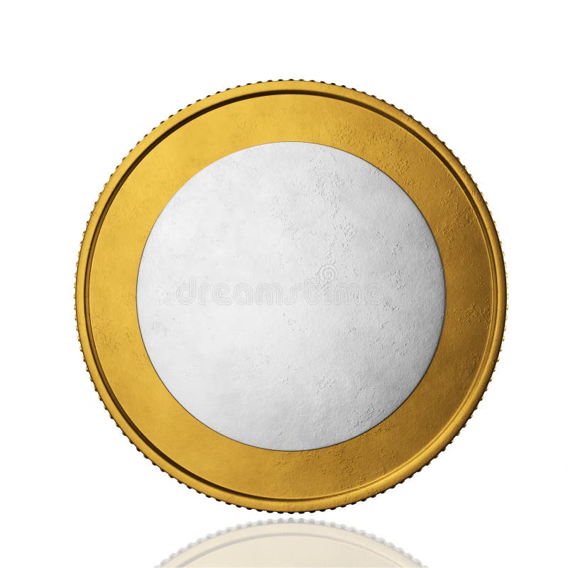 Front View. a Blank Gold Coin with a Silver Center Stock Illustration ...