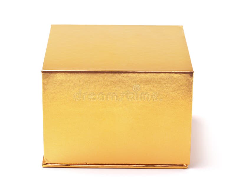 Front View of Blank Golden Paper Package Box Stock Photo - Image of ...