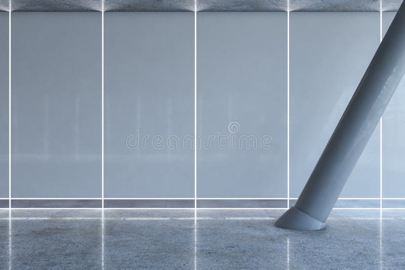 Front View on Blank Grey Wall for Advertising Poster in Abstract Empty ...