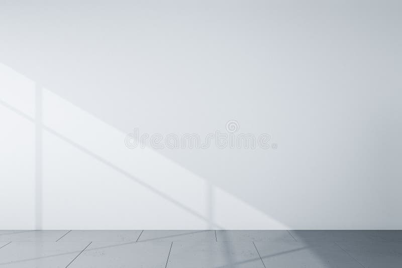 Blank Light Grey Wall in the Morning and Grey Floor. Mockup Stock ...