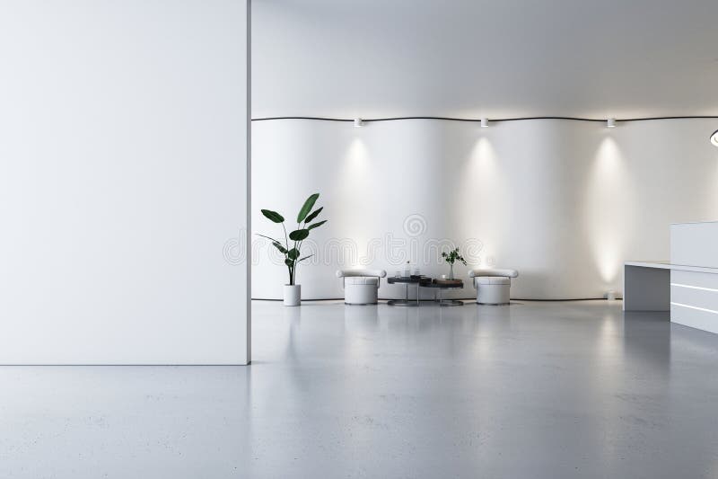 Front View on Blank Light Grey Wall with Place for Advertising Poster ...