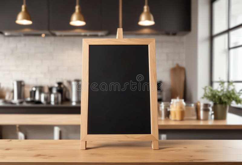 Front View Blank Menu Sign Copy Space Mockup on Restaurant Counter ...