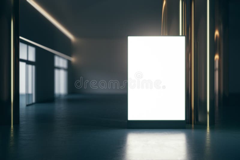Front View on Blank White Backlit Poster with Space for Your Logo or ...
