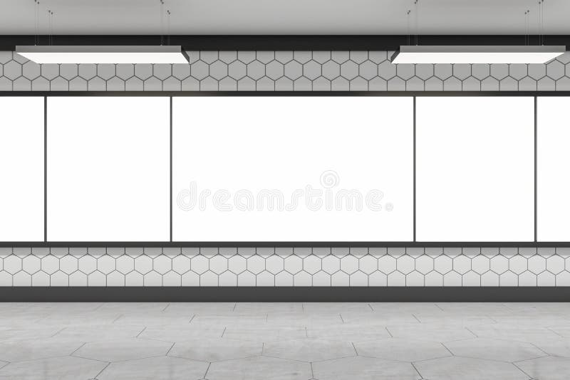 Front View on Blank White Posters with Place for Your Logo or Text on ...