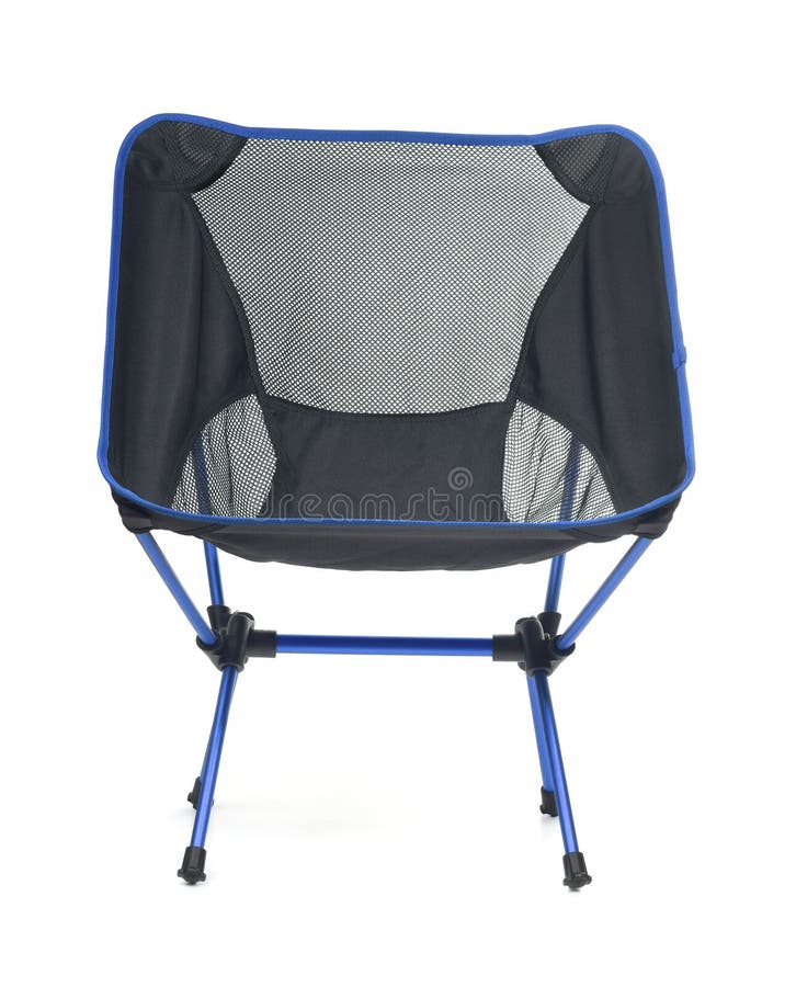 Front View of Blue Camping Folding Chair Stock Image - Image of summer ...