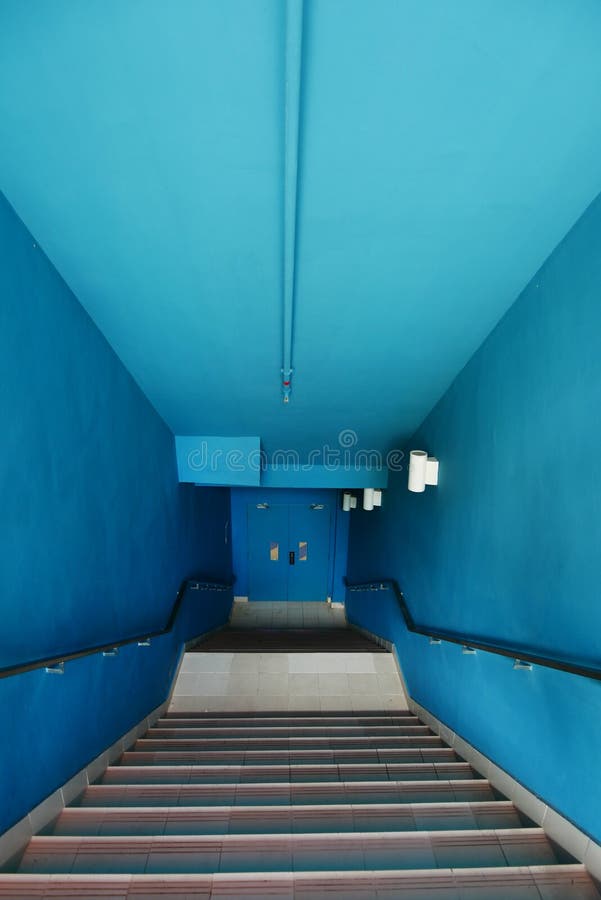 Front View of Blue Color Stair Outdoor Stock Image - Image of stairway ...