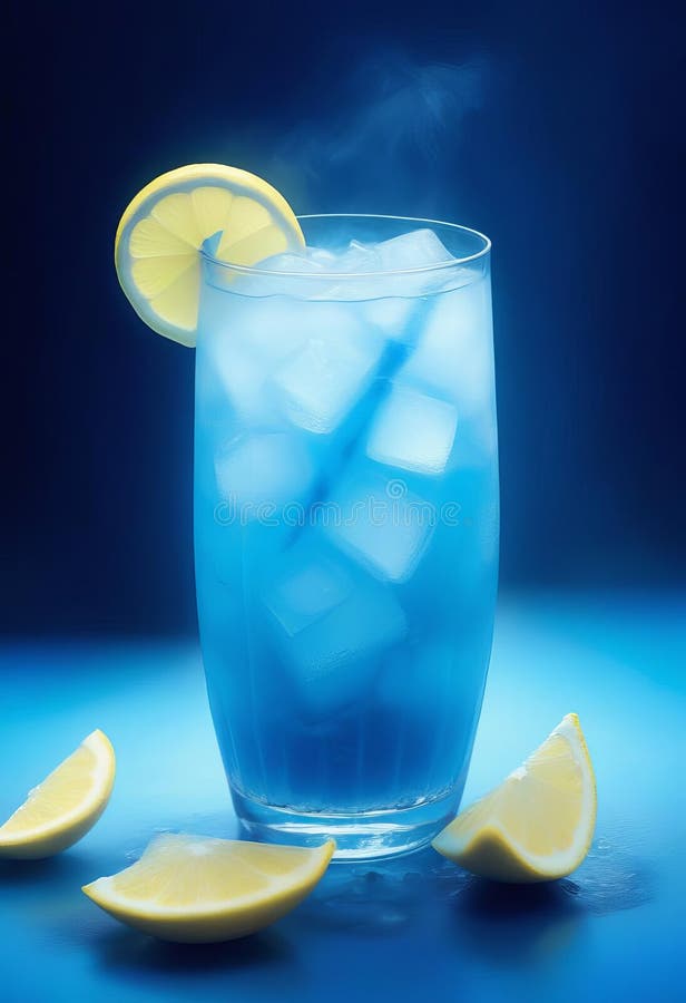 Front View Blue Cool Lemonade Stock Illustration - Illustration of ...