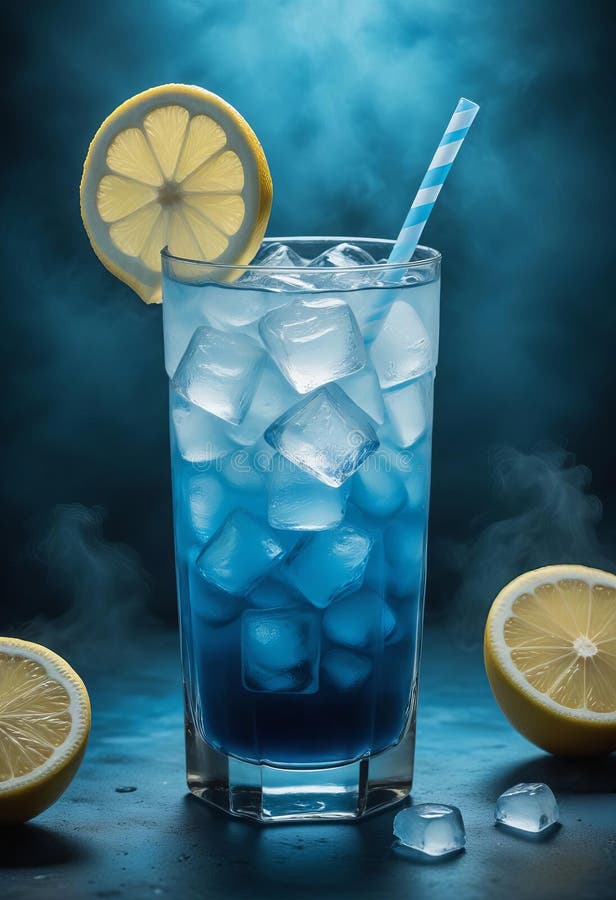 Front View Blue Cool Lemonade Stock Illustration - Illustration of ...