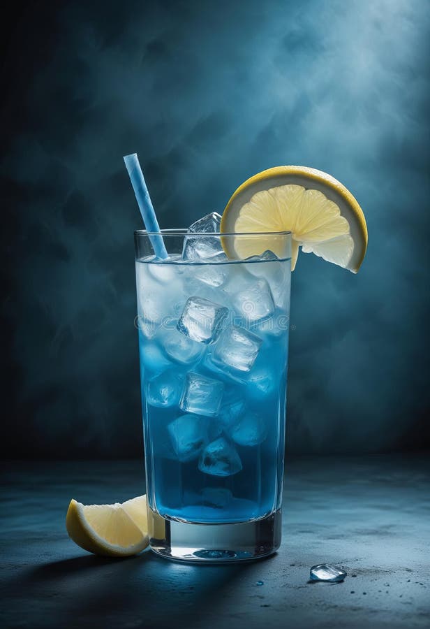 Front View Blue Cool Lemonade Stock Illustration - Illustration of ...