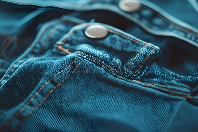 Front View of a Blue Jeans Pocket. Stock Illustration - Illustration of ...