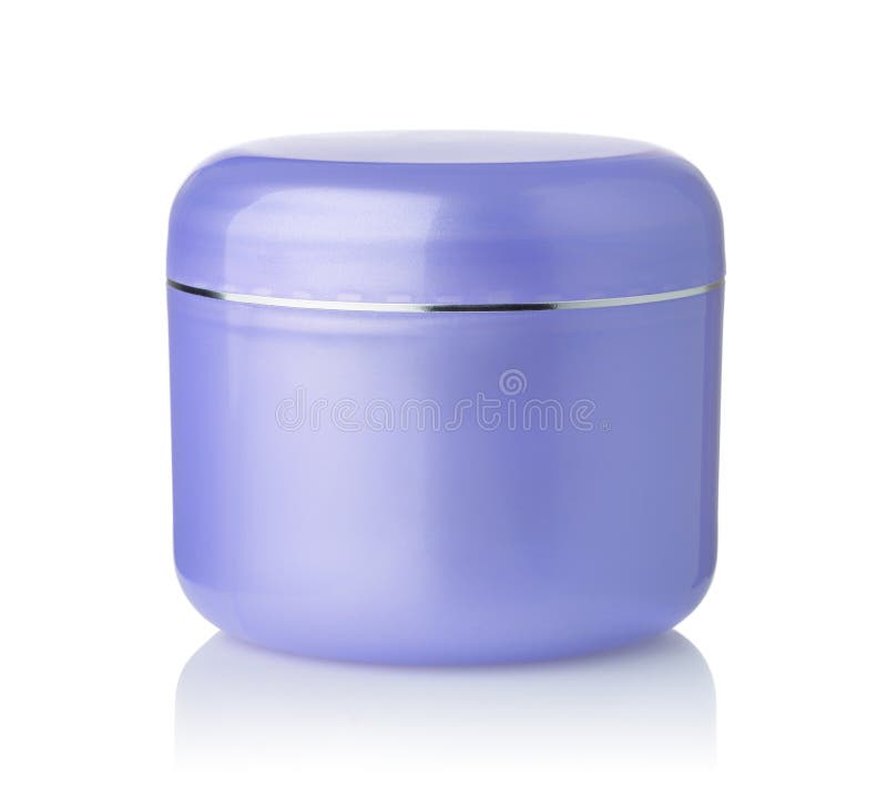 Front View of Blue Plastic Cosmetic Container Stock Image - Image of ...