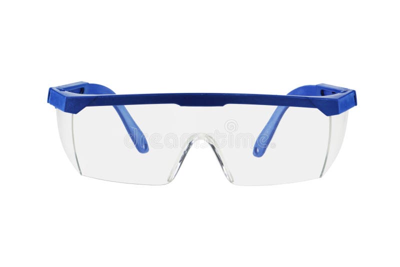 Front View of Blue Safety Glasses Stock Image - Image of professional ...