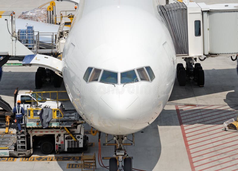 Front View of the Boeing Aircraft Stock Image - Image of head, airport ...