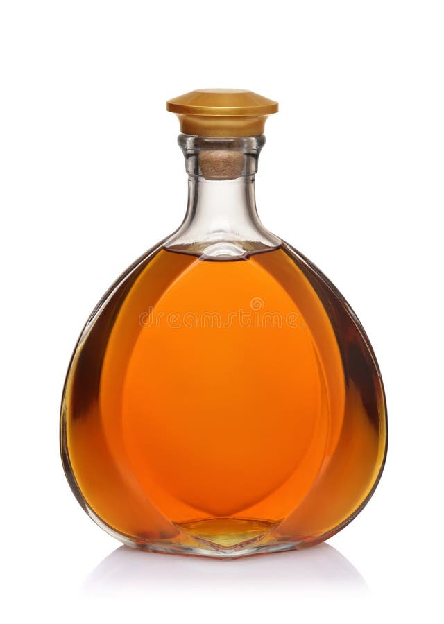 Front View of Brandy Bottle Stock Image - Image of closed, cognac ...