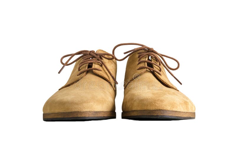 Front View of Brown Man Suede Leather Shoes Isolated on White Stock ...
