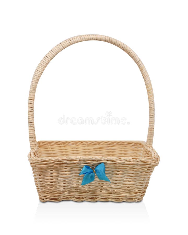 Front View Brown Wicker Basket on White Background, Object, Vintage ...