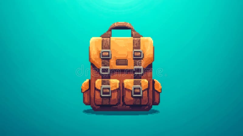 Pixel Art Backpack Standing on Blue Background Stock Photo - Image of ...