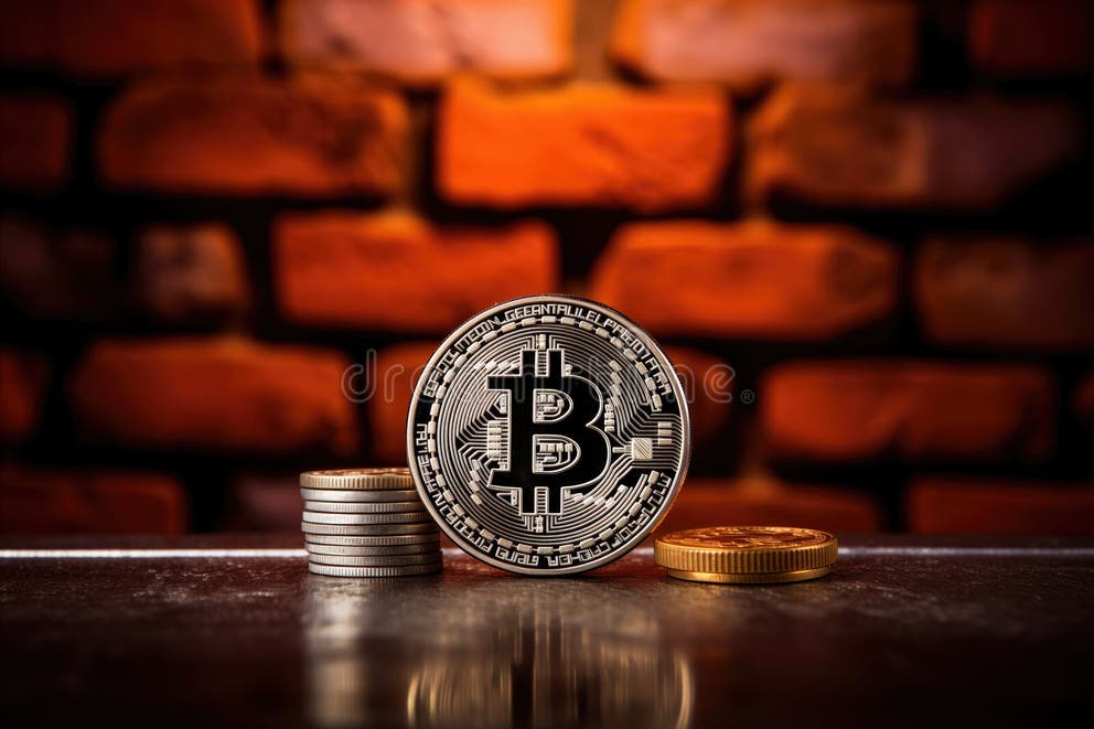 Front View of a Btc Bitcoin Metal Coin - AI Generated Stock ...