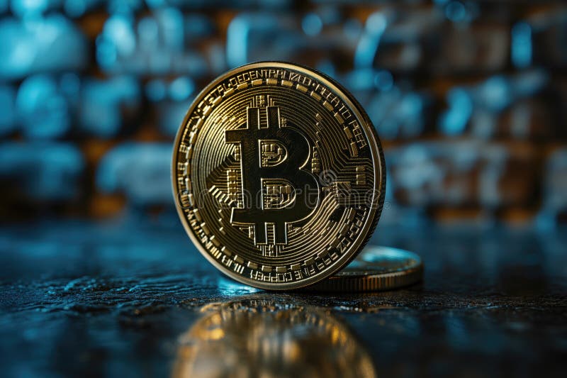 Front View of a Btc Bitcoin Metal Coin - AI Generated Stock ...