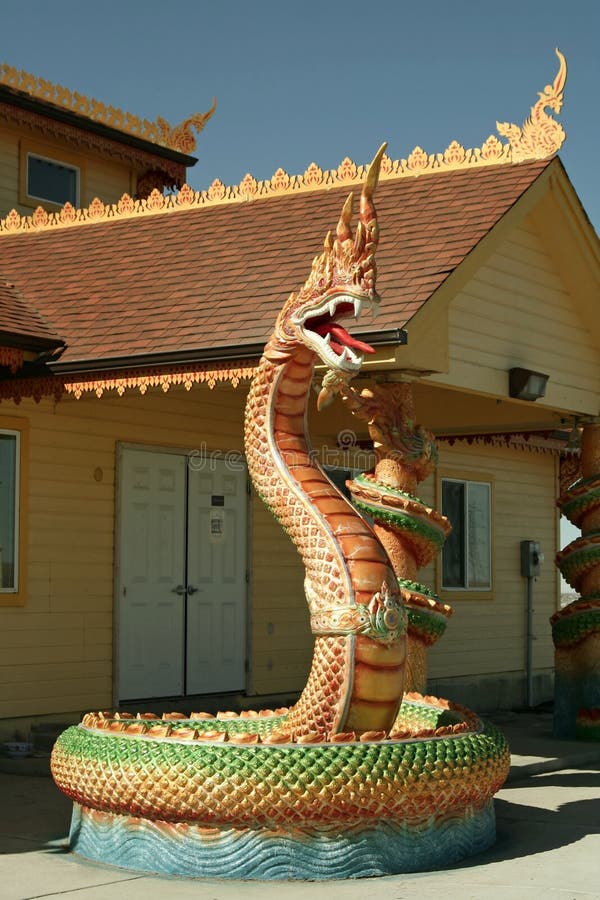 Front View of a Buddhist Temple Stock Image - Image of exterior, golden ...