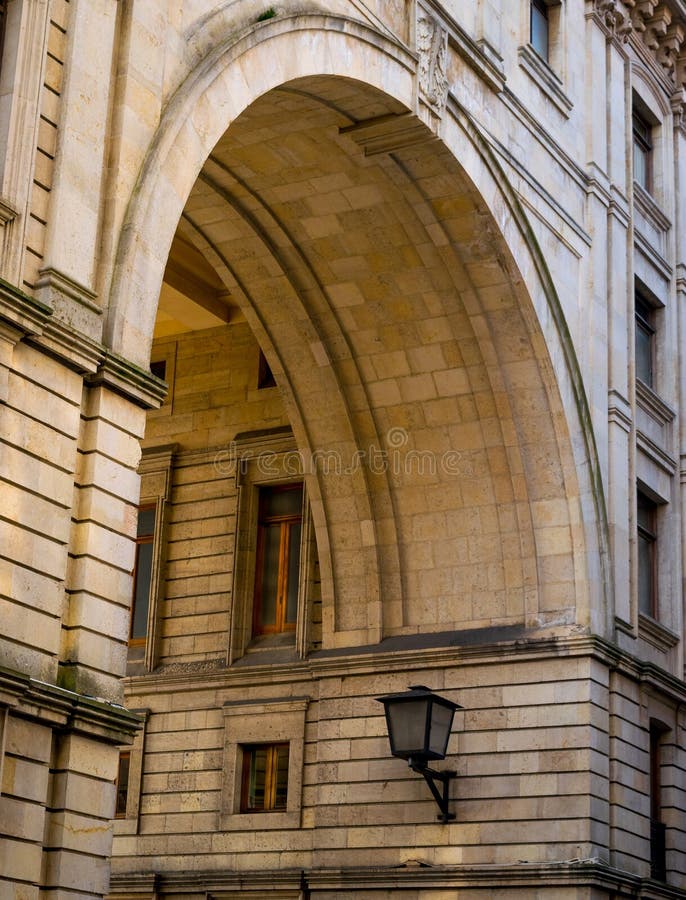 Front View of a Building Arcade Stock Image - Image of window ...