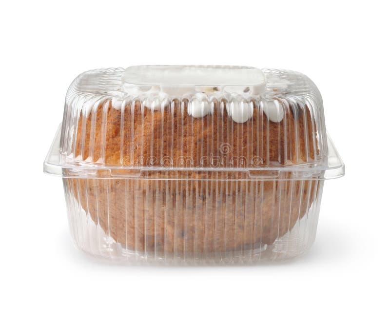 Front View of Bundt Cake in Transparent Plastic Container Stock Image ...