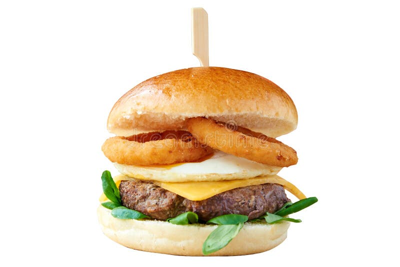 Front View of Burger with Beef and Calamares Stock Photo - Image of ...