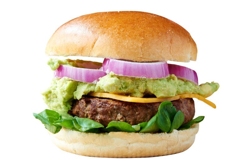 Front View of Burger with Beef and Guacamol Stock Photo - Image of meal ...
